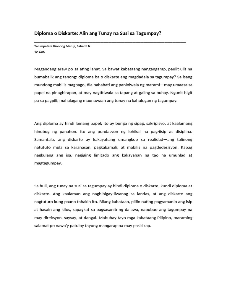 Talumpati Ni Ginoong Maruji | PDF