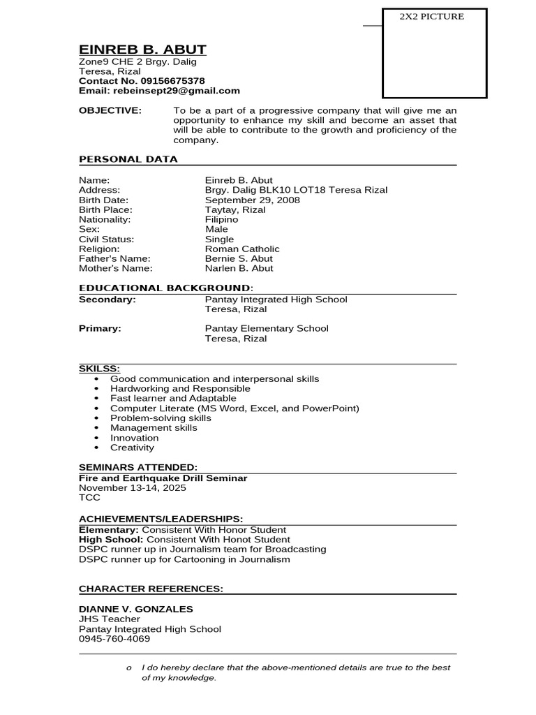 Resume Format Rebreber | PDF