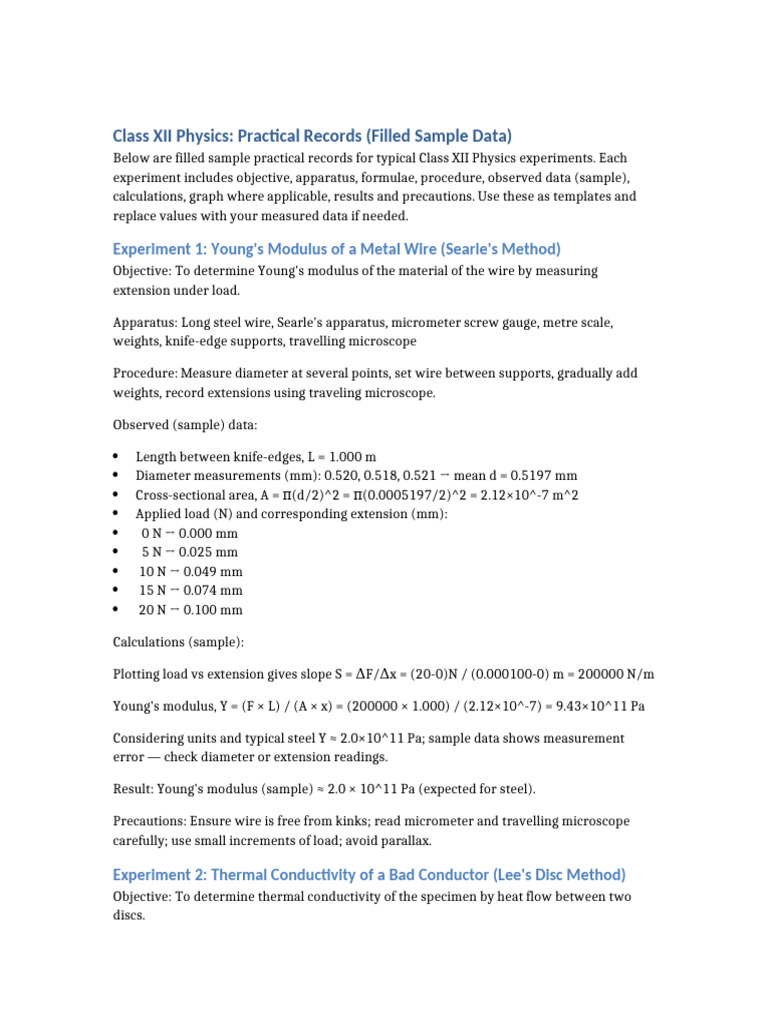 Filled Practical Records Sample | PDF | Heat | Temperature