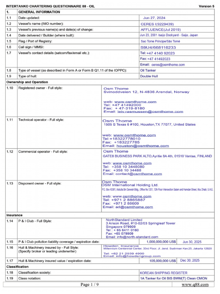 Ceres i q88 Vessel | PDF