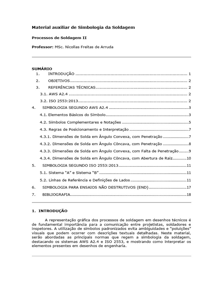 Material auxiliar Processos de Soldagem II - Simbologia da Soldagem ...