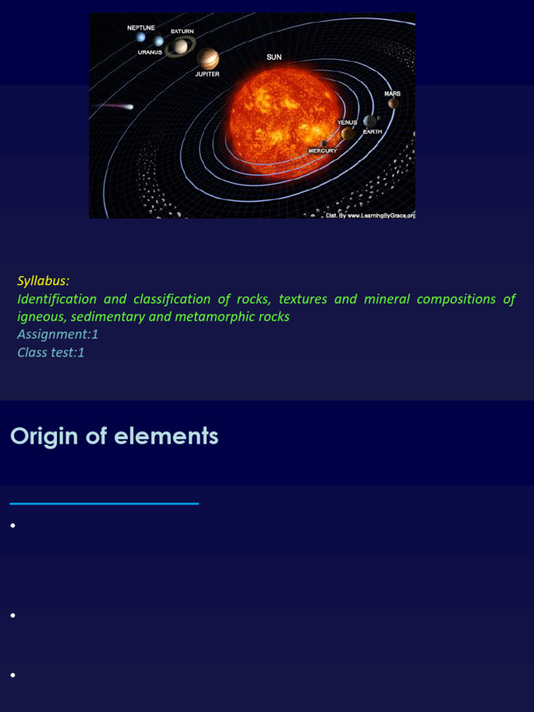 Class-1 & 2 Origin of Elements and Formation of Planet (1) | PDF ...