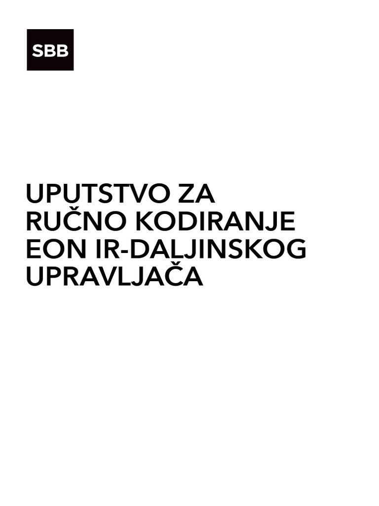 Uputstvo Za Rucno Kodiranje Eon Daljinskog Upravljaca | PDF