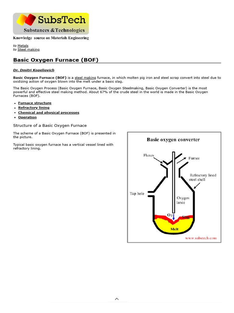 Basic Oxygen Furnace (BOF) | PDF | Refractory | Steelmaking