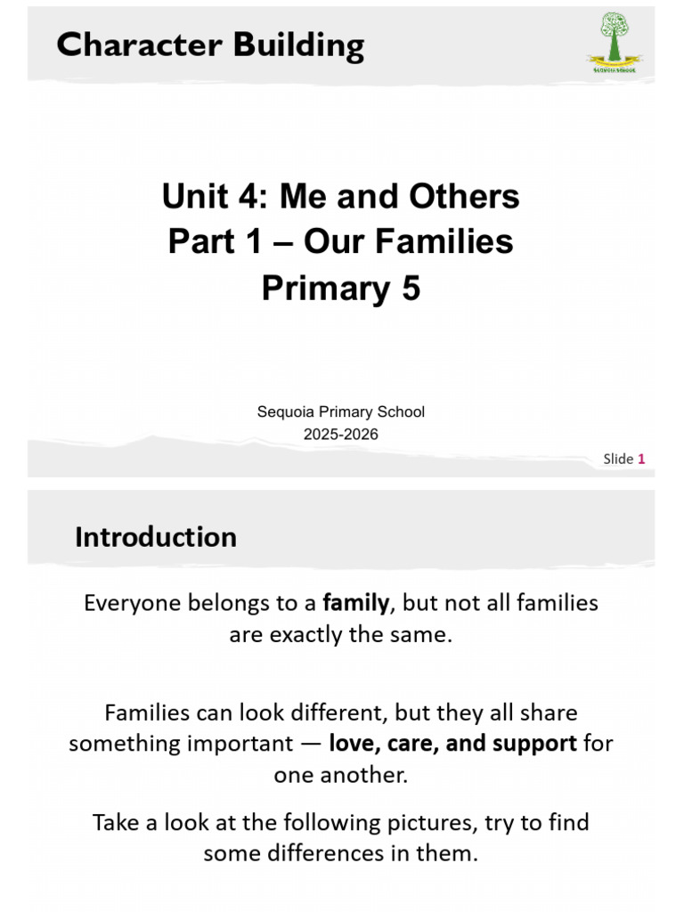 Week 13_Primary 5_CB_Unit 4_Me and Others_Our Families_Class Version | PDF