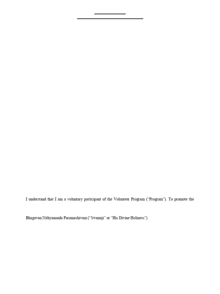 Nithyananda KU - Volunteer Consent Form | PDF | Mediation | Arbitration