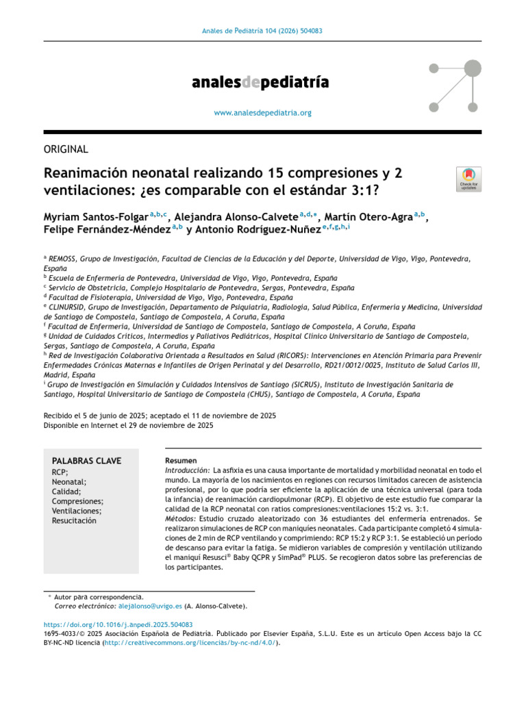 Comparativa RCP Neonatal 15:2 vs 3:1 | PDF | Reanimación cardiopulmonar ...