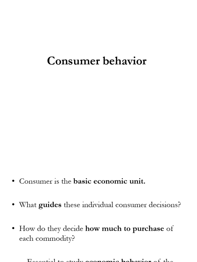 Understanding Consumer Behavior and Utility | PDF | Utility | Consumer ...