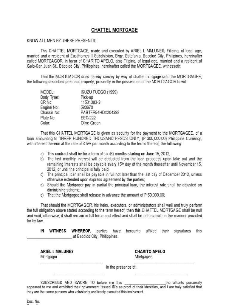 Chattel Mortgage | PDF