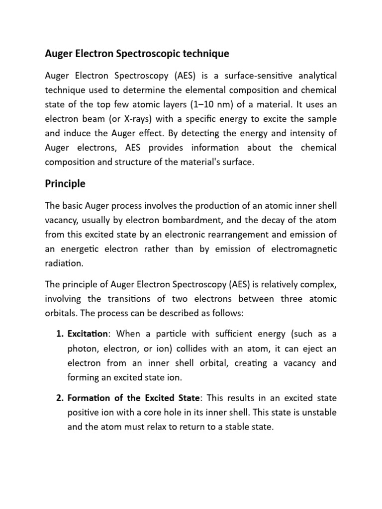 Auger Electron Spectroscopy Overview | PDF | Electron | Atoms