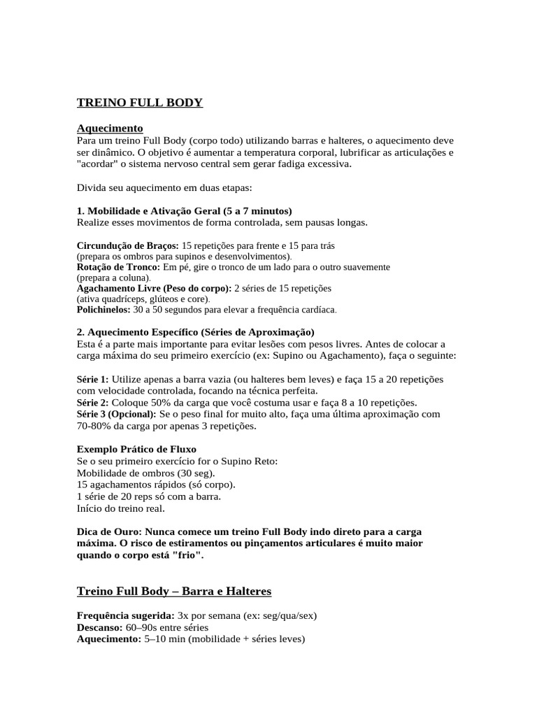 Treino Full Body | PDF | Aquecimento global e mudança climática