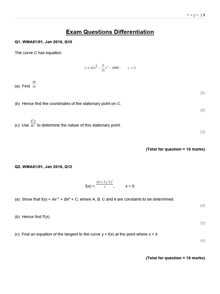 Exam Question Differentiation | PDF | Sphere | Area