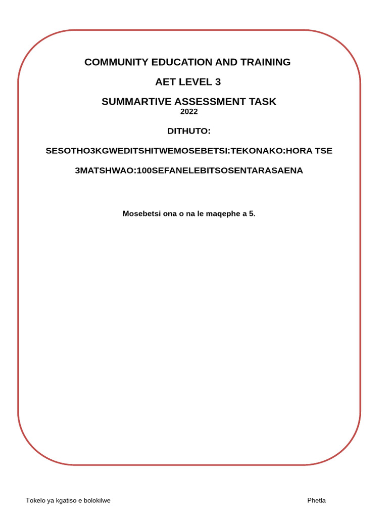 AET Level 3 Summative Assessment 2022 | PDF