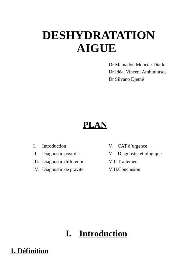 Déshydratation Aiguë : Diagnostic et Urgences | PDF | Déshydratation ...