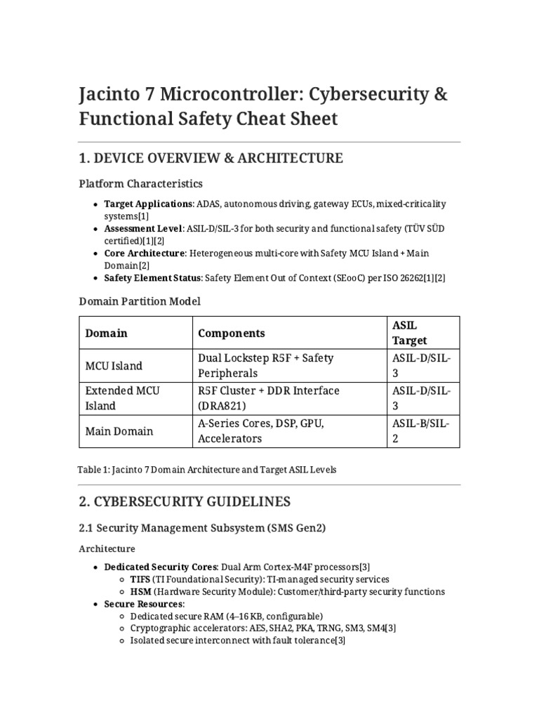 Jacinto 7 Cybersecurity & Safety Overview | PDF | Booting | Encryption