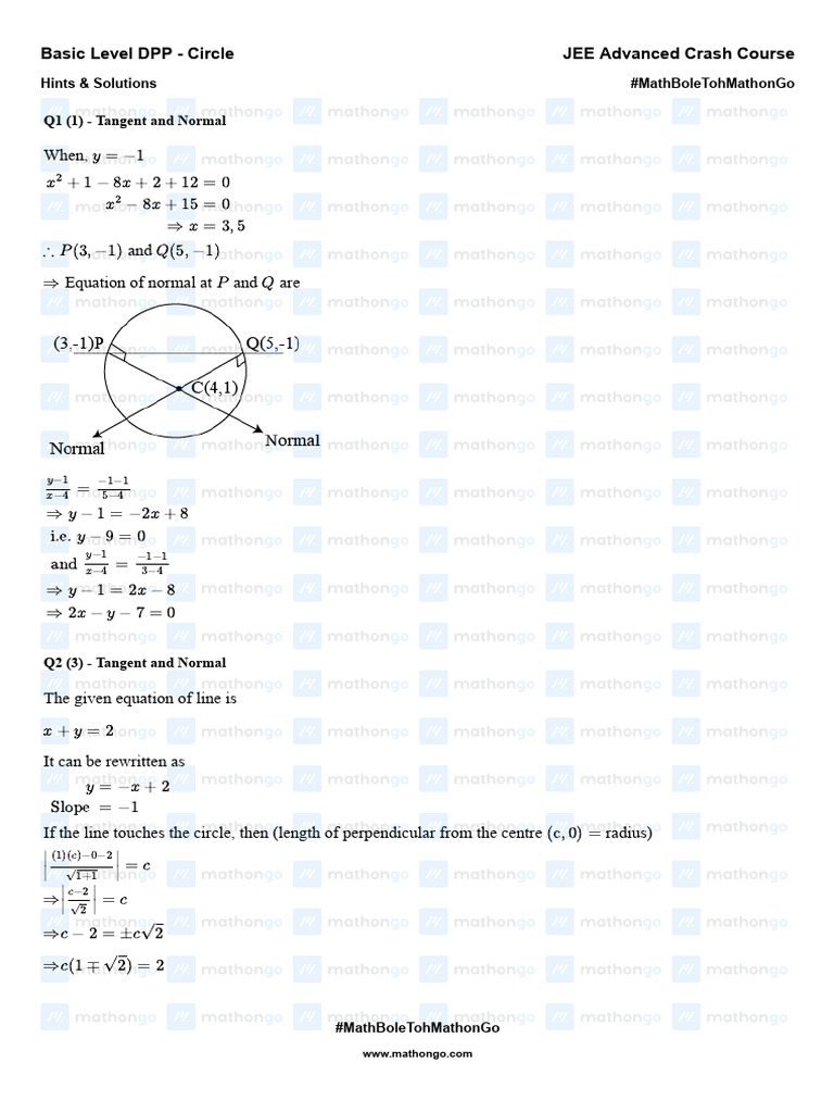 Circle Basic Sol Genetry | PDF | Circle | Perpendicular