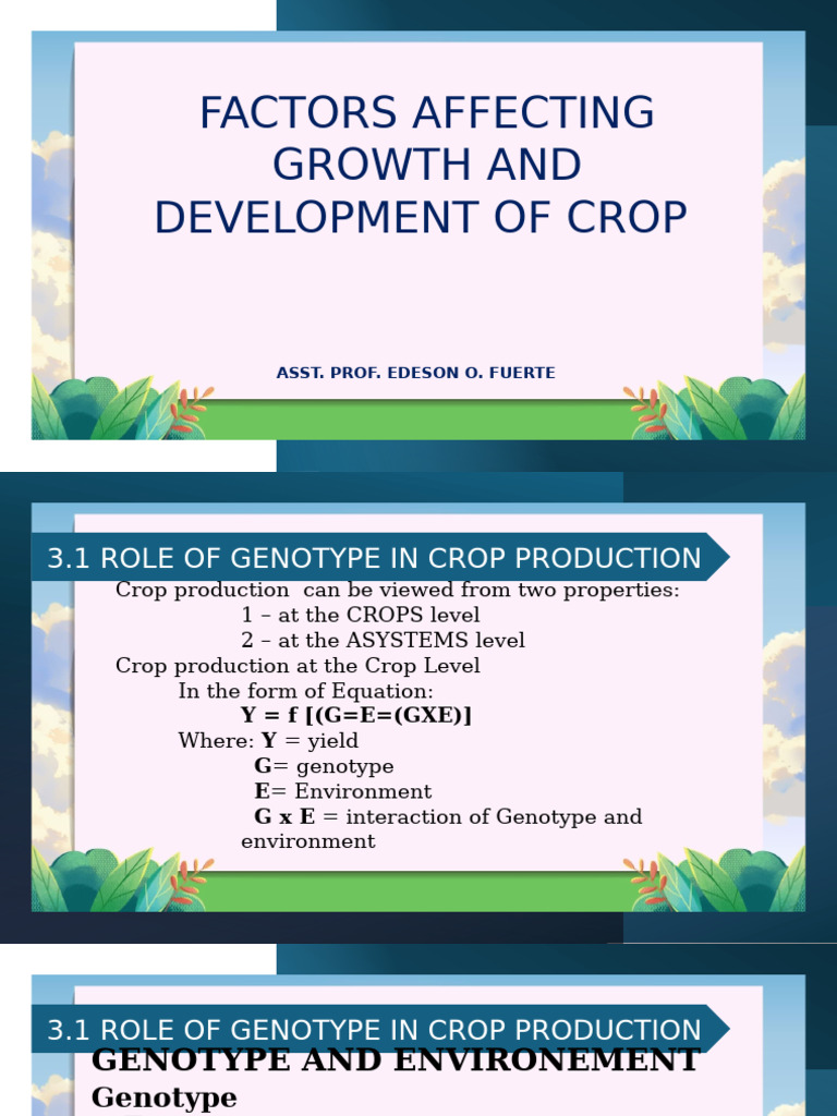 Genotype's Impact on Crop Growth | PDF | Soil | Seed