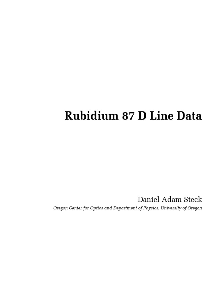 Rubidium 87 D Line Optical Properties | PDF | Spectral Line ...