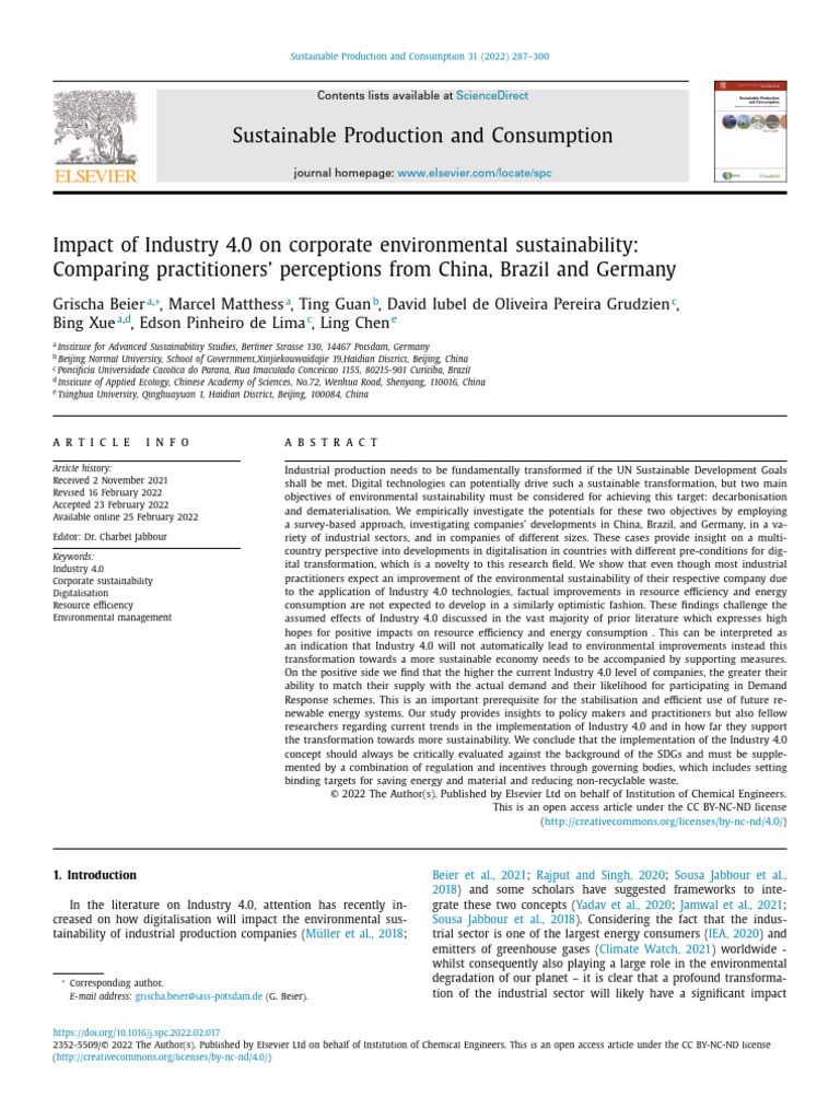 Impact of Industry 4.0 | PDF | Sustainability | Sampling (Statistics)