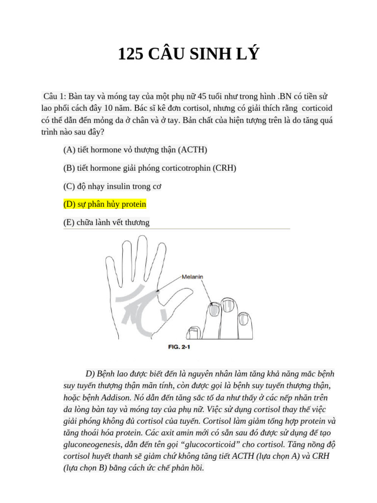 125 CÂU SINH LÝ | PDF