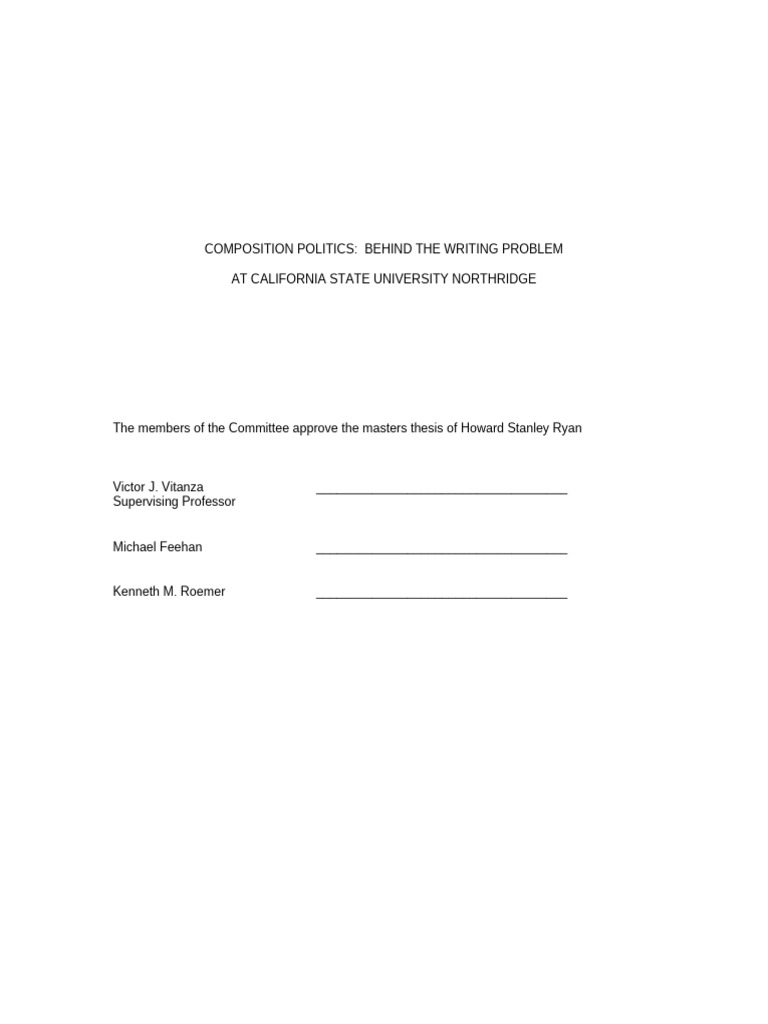 Composition Politics - Behind the Writing Problem at California State ...