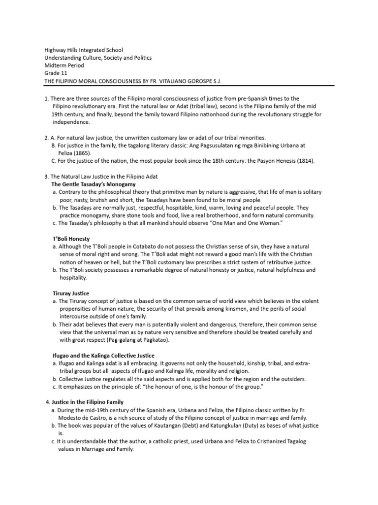 Filipino Moral Consciousness Overview | PDF | Justice | Crime & Violence