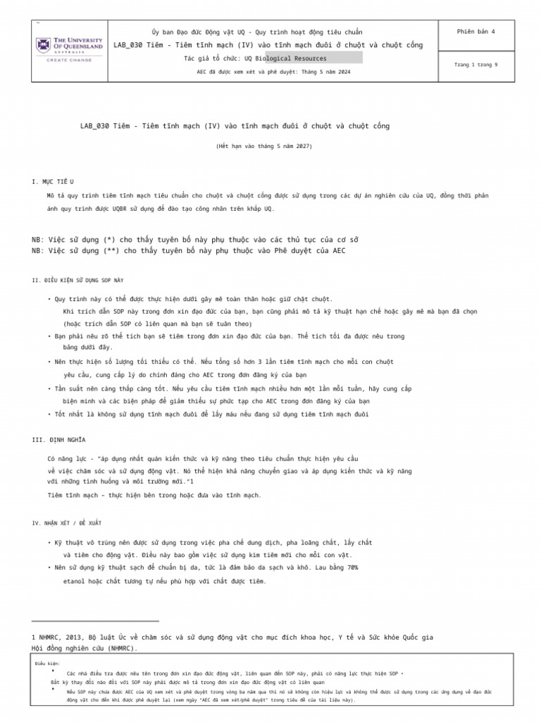 LAB_030 Injections - Intravenous (IV) Tail Vein, In Mice and Rats ...