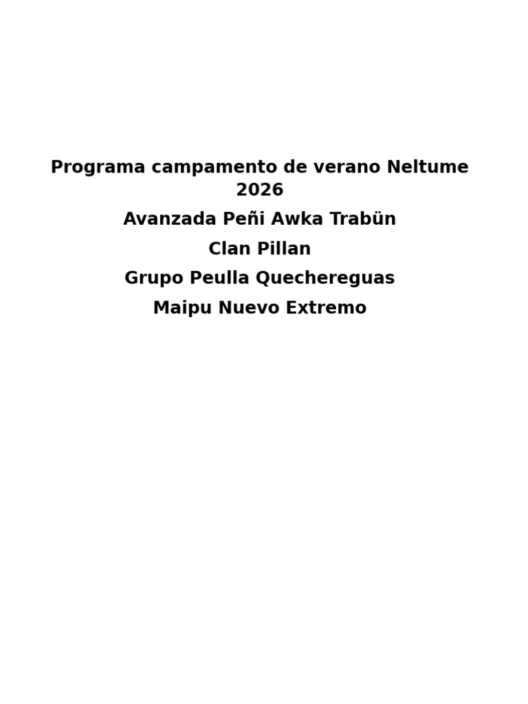 Programa Campamento de Verano Avanzada Neltume 2026 | PDF | Almuerzo