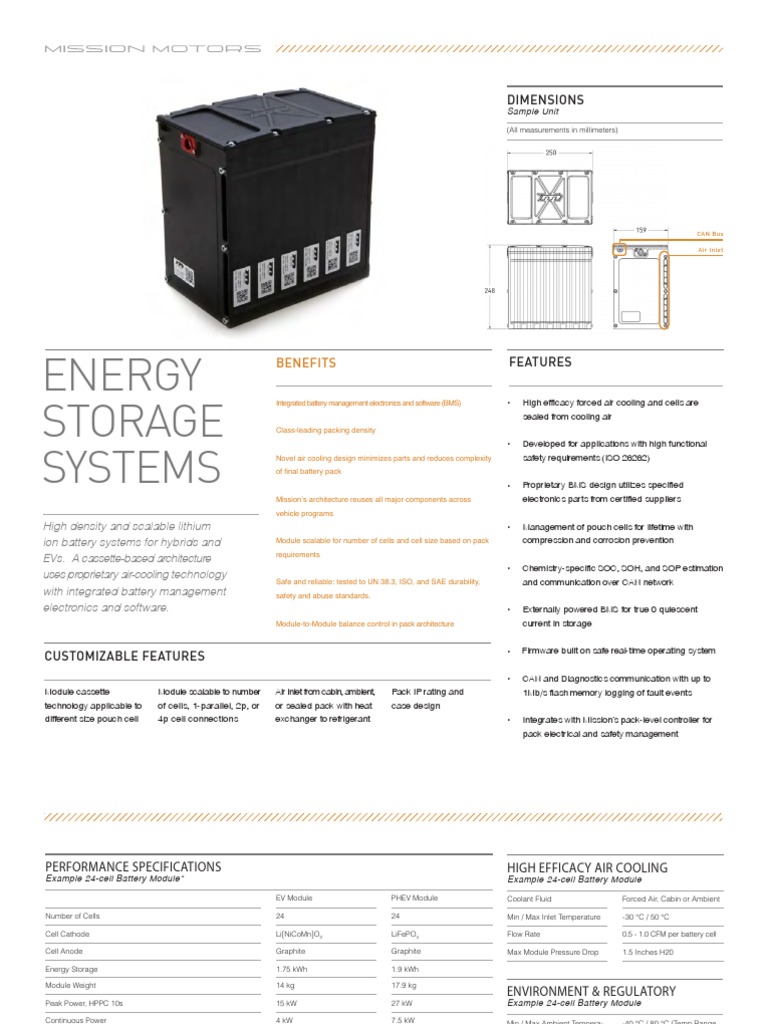 Lithium-Ion Battery Specification Sheet | PDF