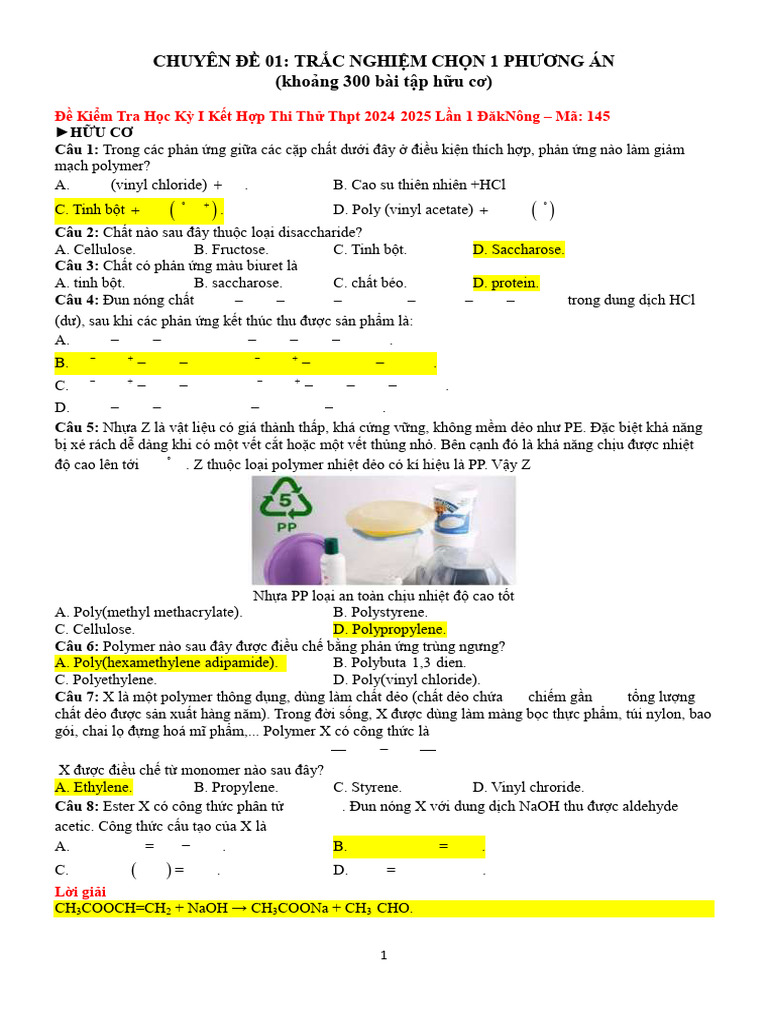 01a. Phần i - Huong Dan -Trac Nghiem Huu Co | PDF