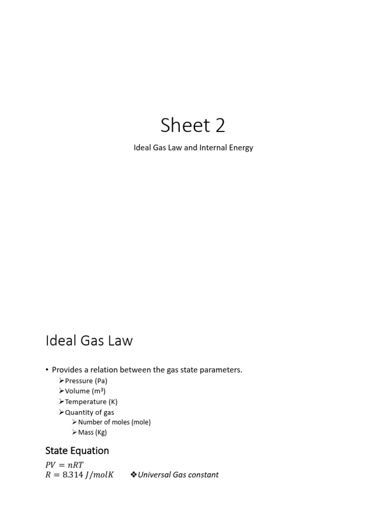 Ideal Gas Law and Internal Energy Explained | PDF | Gases | Transparent ...