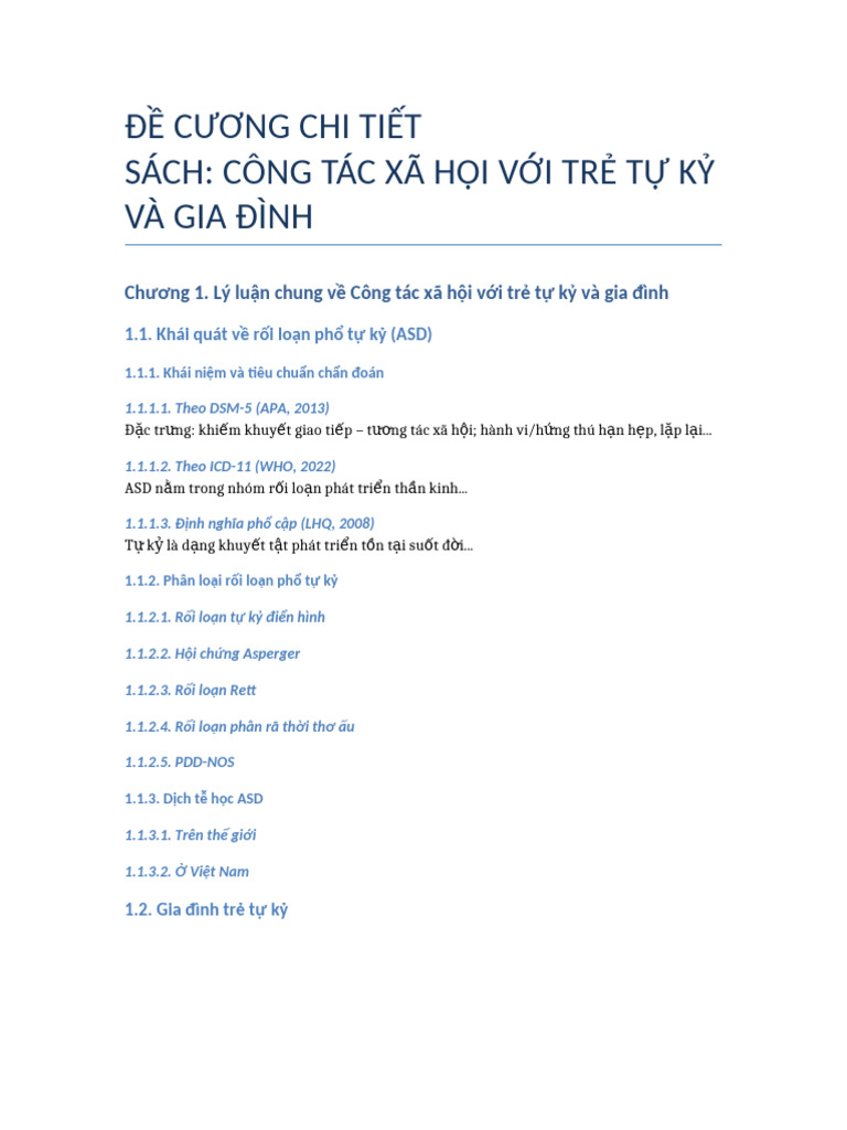 De Cuong Chi Tiet CTXH Tre Tu Ky Full | PDF