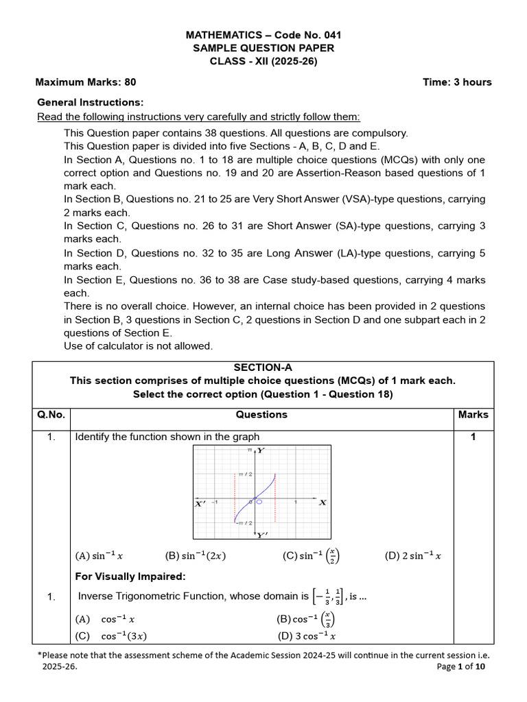 Maths-SQP | PDF | Matrix (Mathematics) | Multiple Choice