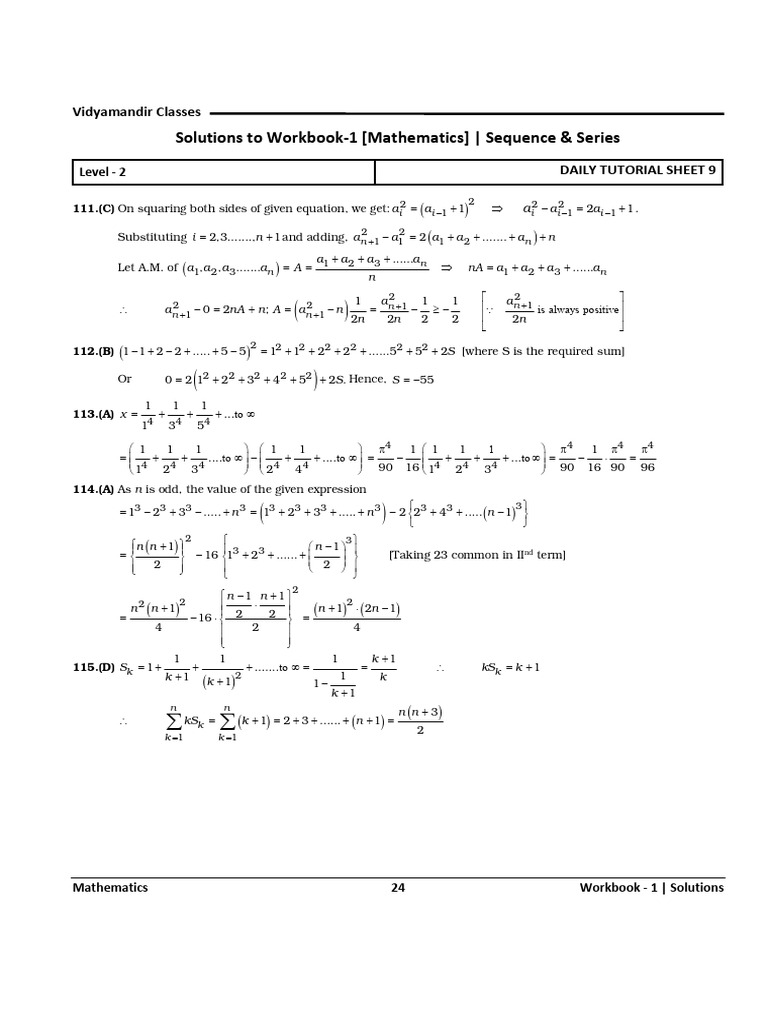 Sequence and Series Solution DTS-9 | PDF | Mathematics | Mathematical Objects