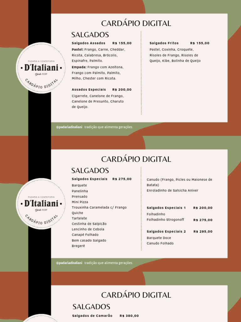 Cardápio Digital: Salgados e Doces | PDF | Cachorro-quente | Alimentos