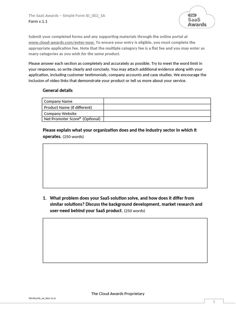 SaaS Awards Submission Form Guide | PDF | Software As A Service | Cloud ...
