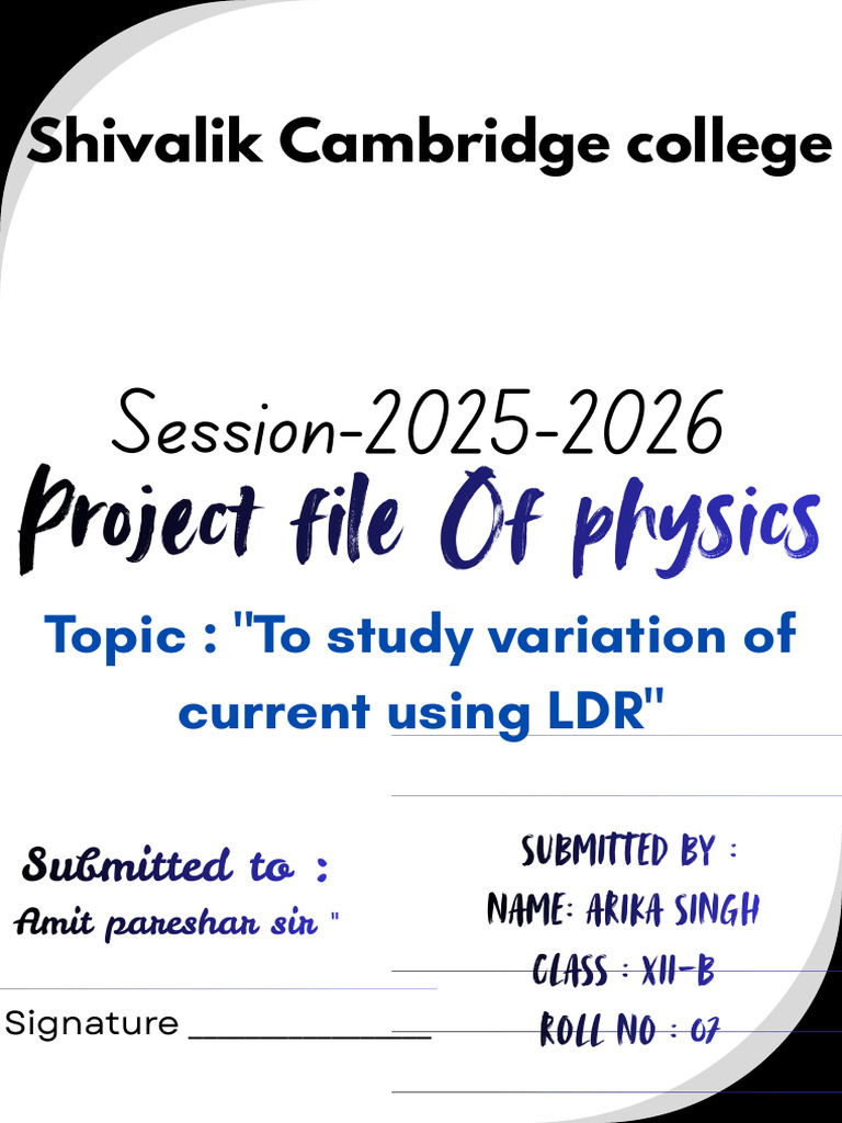 Physics Project on LDR Current Variation | PDF