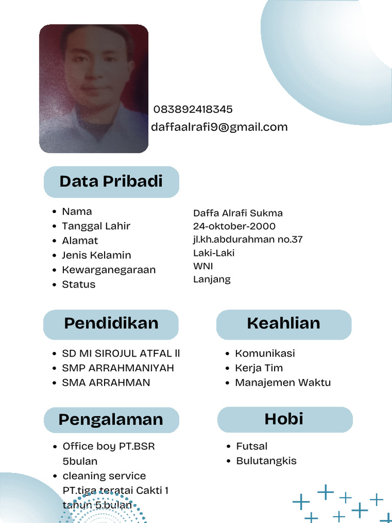 Biru Putih Abstrak Modern Lulusan Baru CV Resume Riwayat Hidup | PDF