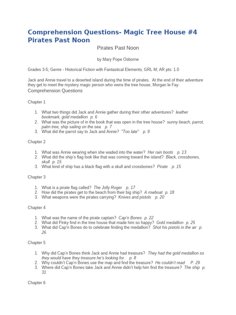 MTH Questions | PDF | Magic Tree House