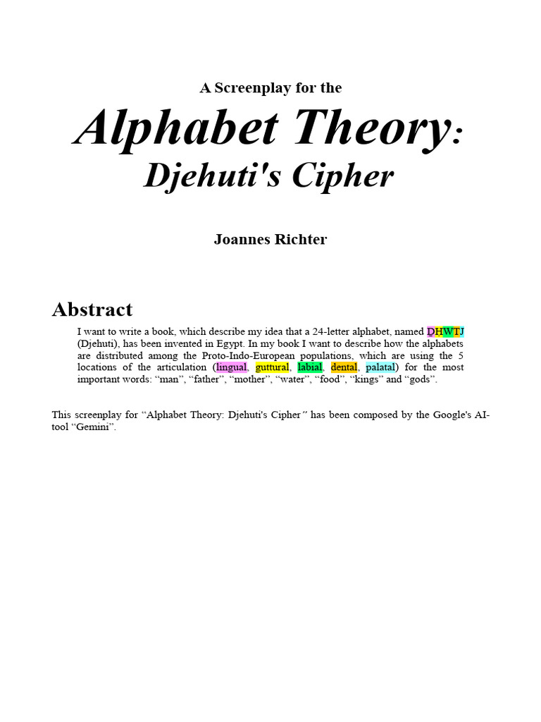 Alphabet Theory - Djehuty's Cipher | PDF | Phonetics