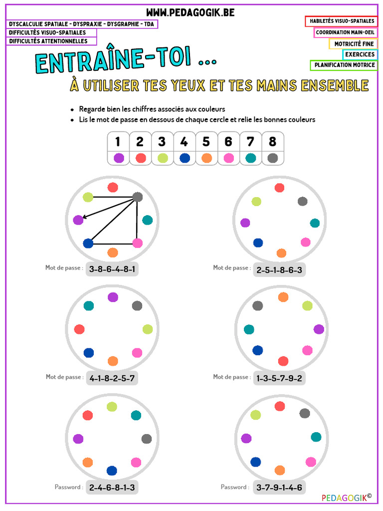 Exercices de motricité fine et visuelle | PDF | Psychologie du ...