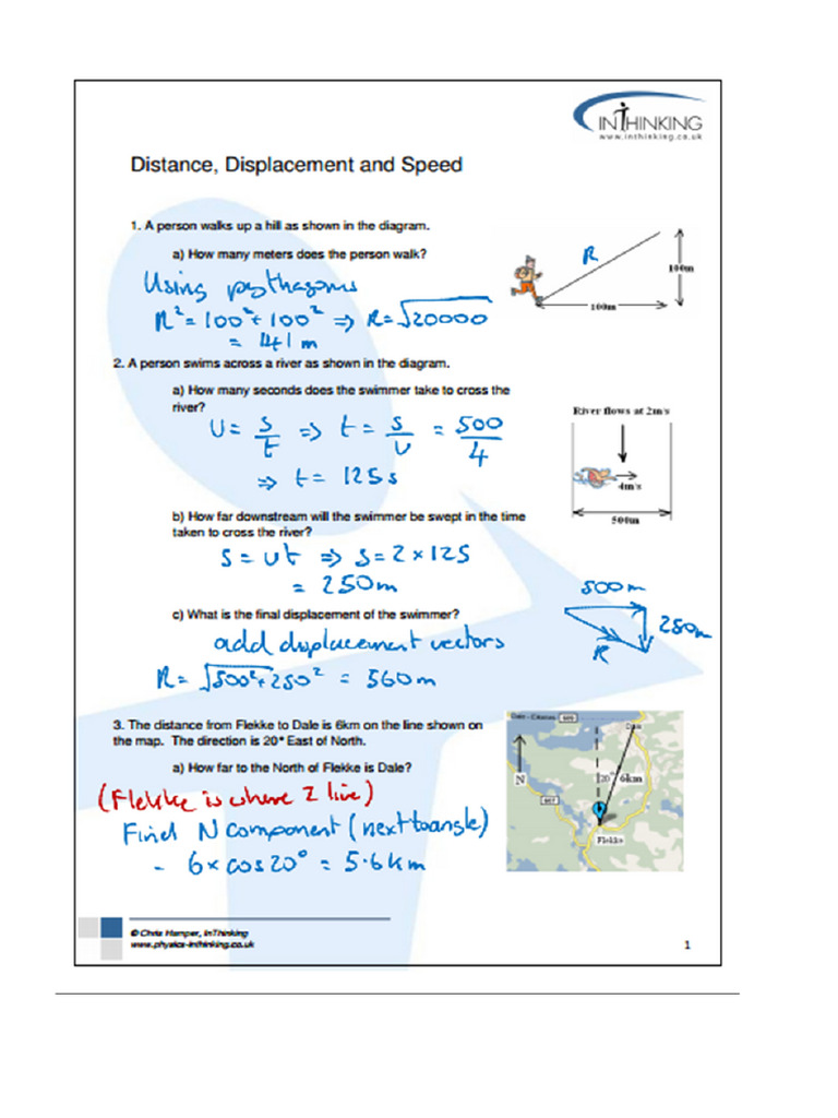 Kinematic Worksheet Dp-1 MS (19th Sep) | PDF