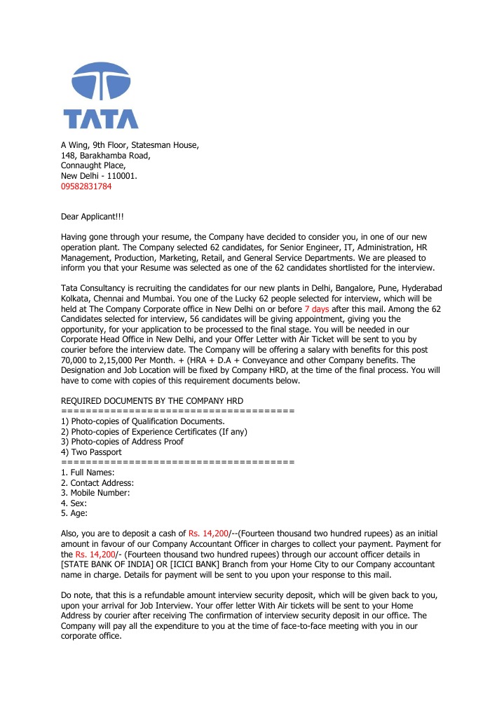 Tata Offer | PDF | Mail | Government