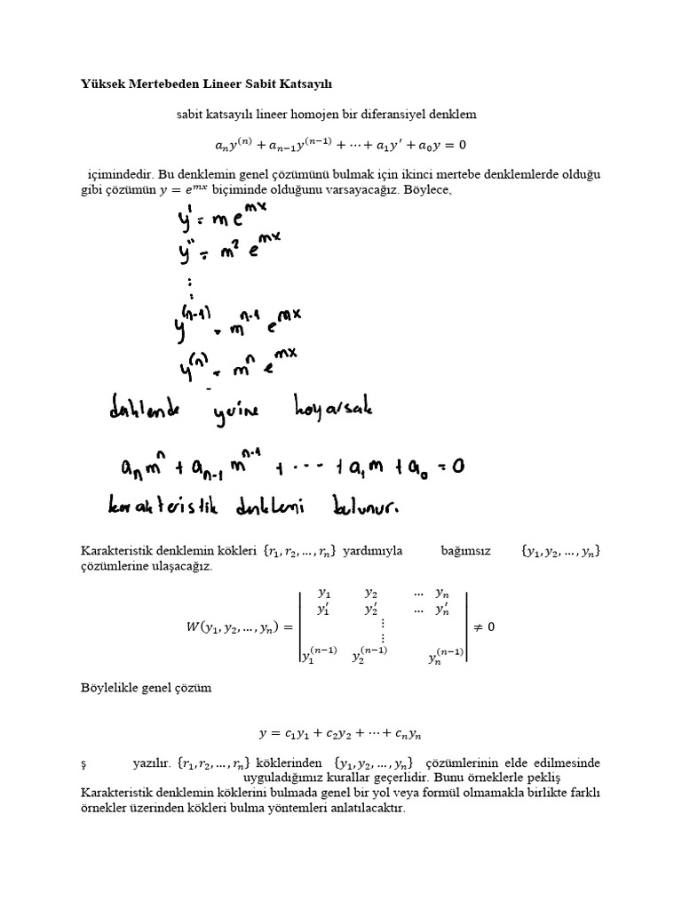 Yüksek Mertebe Lineer | PDF