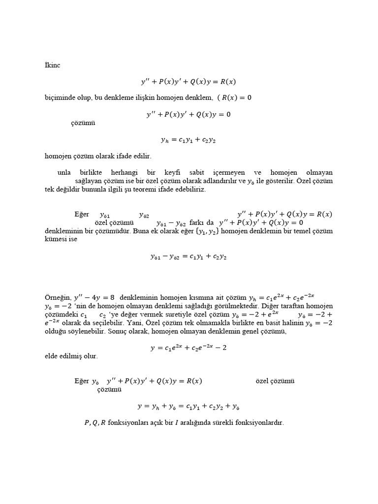 İkinci Mertebe Lineer Non Homojen | PDF