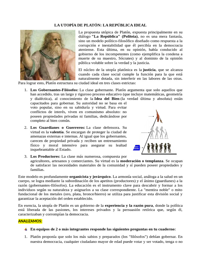 La Utopía de Platón | PDF | Platón | Democracia