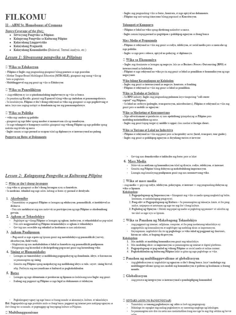 Filkomu 2nd Quarter | PDF