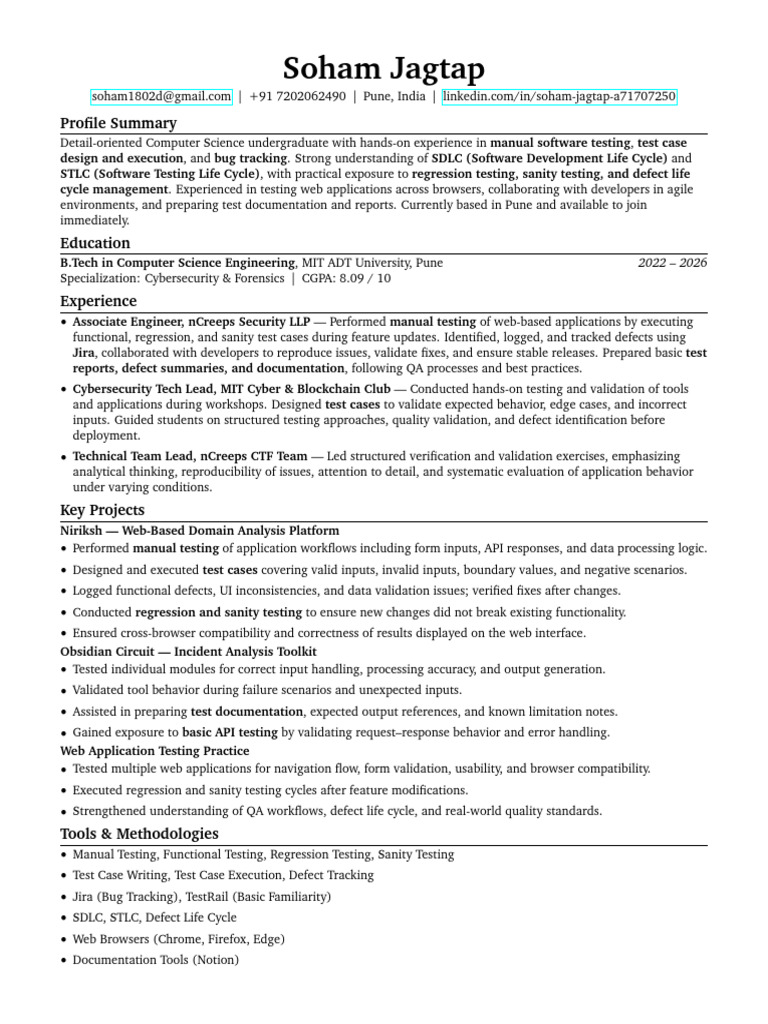 Soham Jagtap (Onelab Ventures) | PDF | Software Testing | Software ...