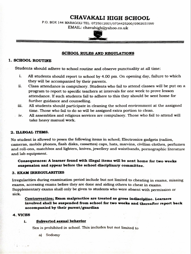 School Rules and Regulations | PDF