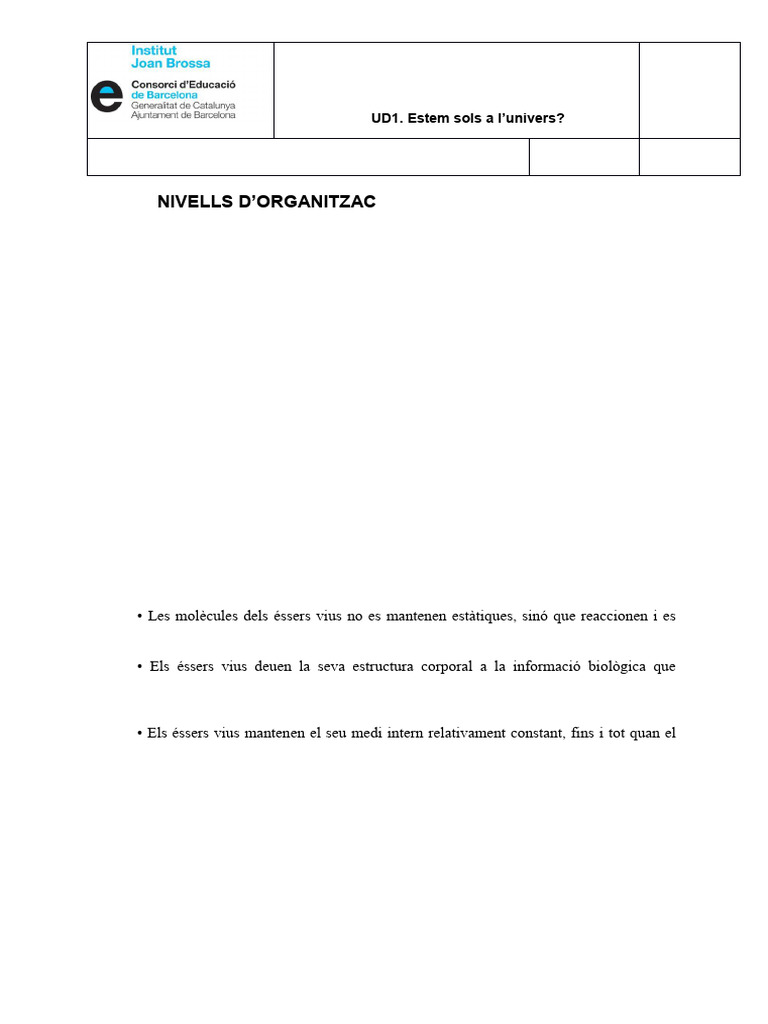 UD 1. Estem Sols a l'Univers. Dossier | PDF